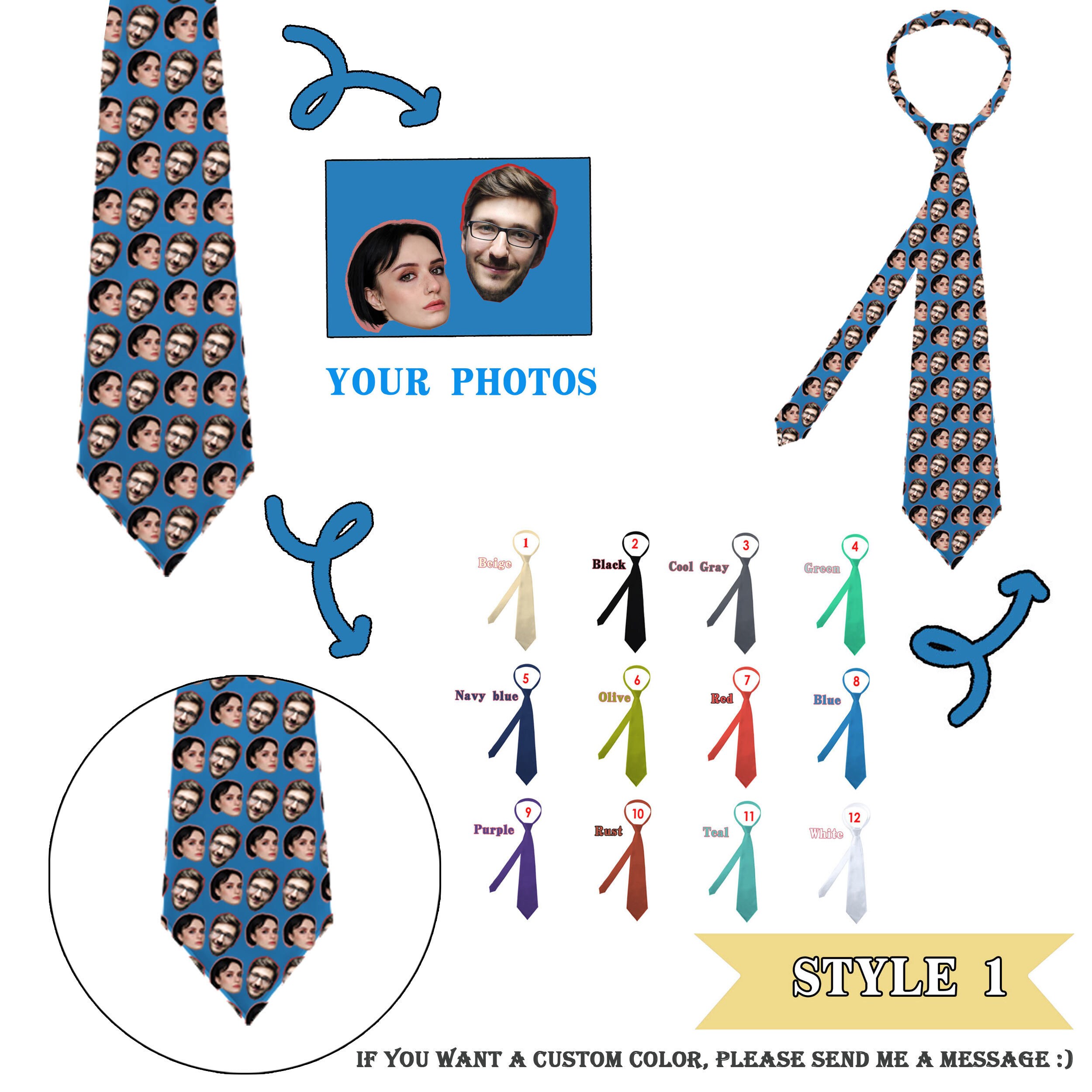 Custom Face Ties, Custom Photo Ties, Personalized Ties, Fathers Gift ...