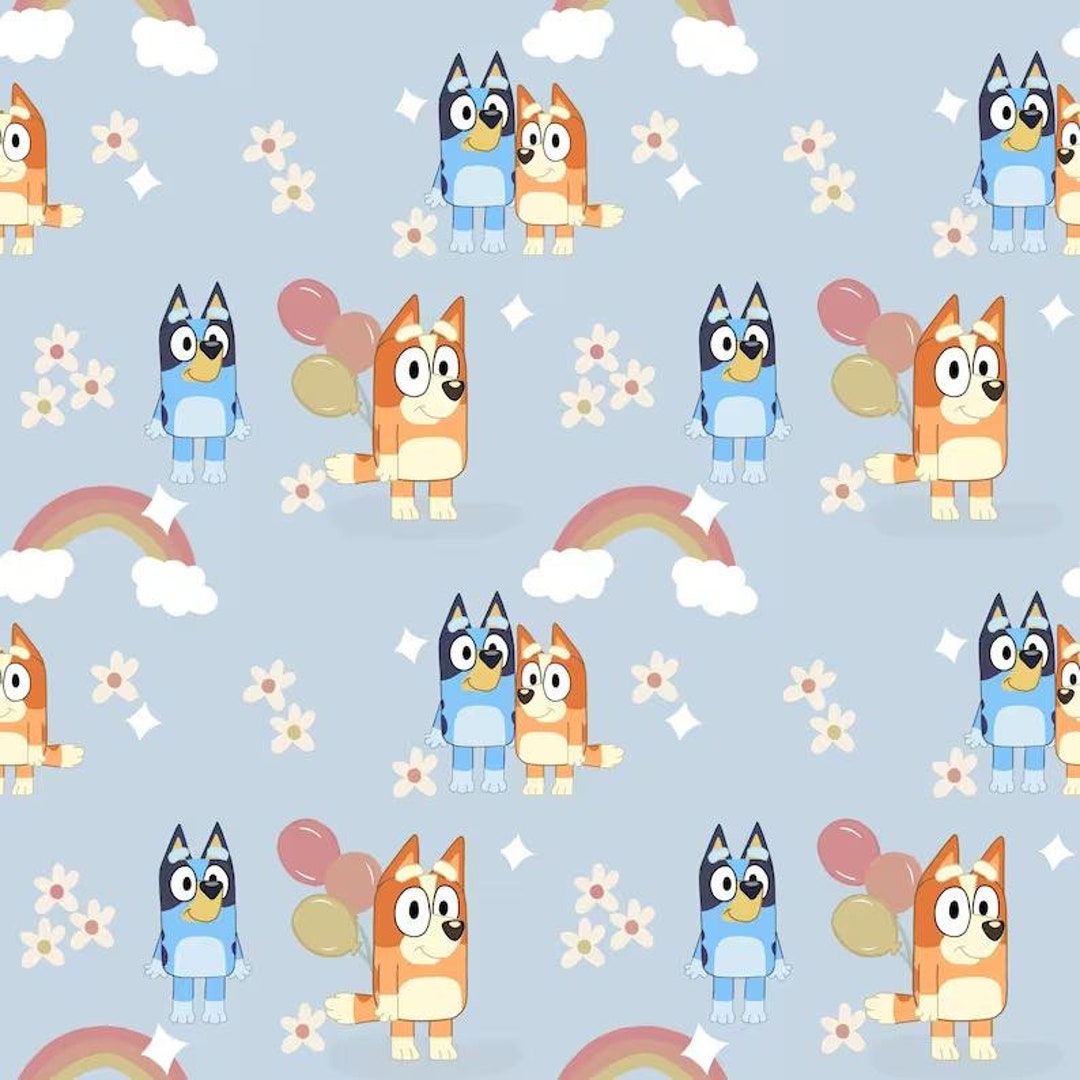 Bluey & Bingo Allover Print 100% Cotton Fabric Material for Crafts ...