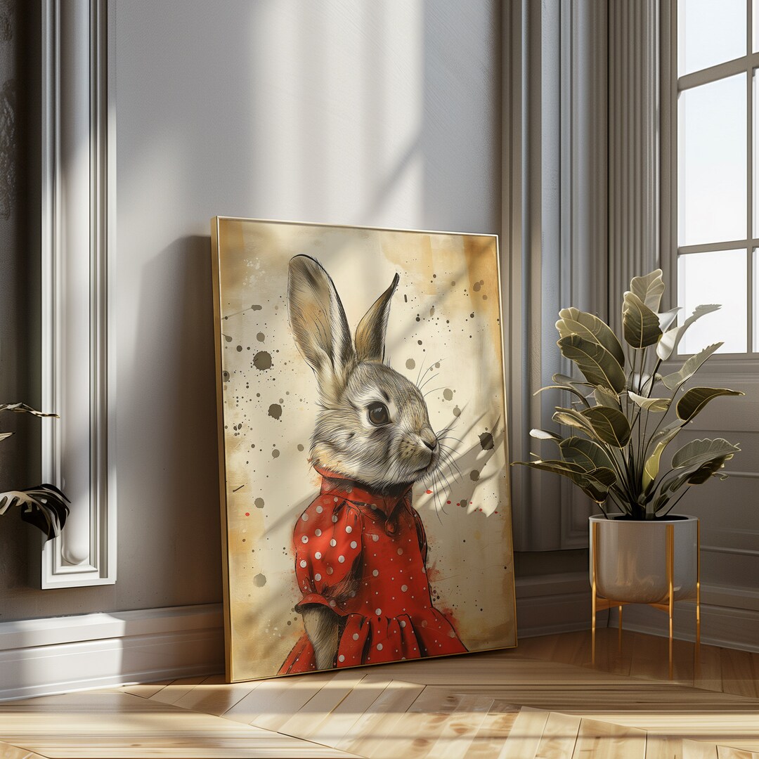Vibrant Pop Art Bunny Portrait, Digital Download of a Bunny in Red ...