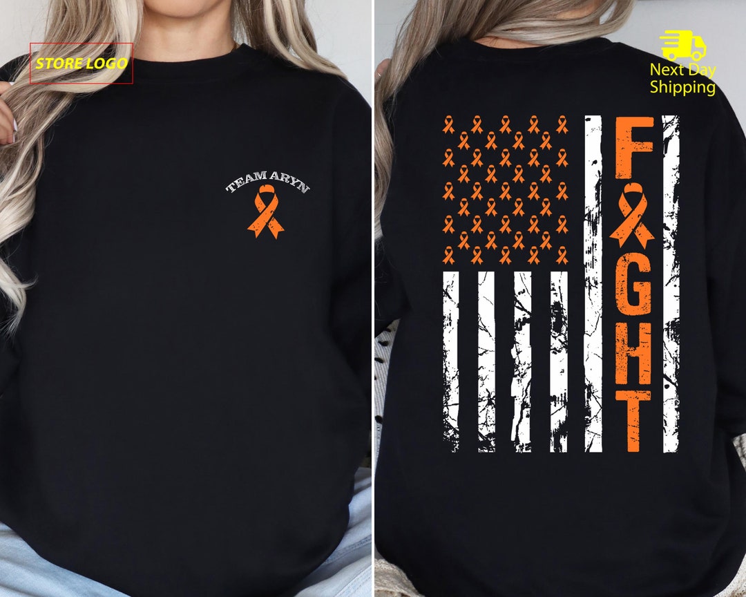 Personalized Leukemia Fight USA Flag Shirt, Orange Ribbon Sweatshirt ...
