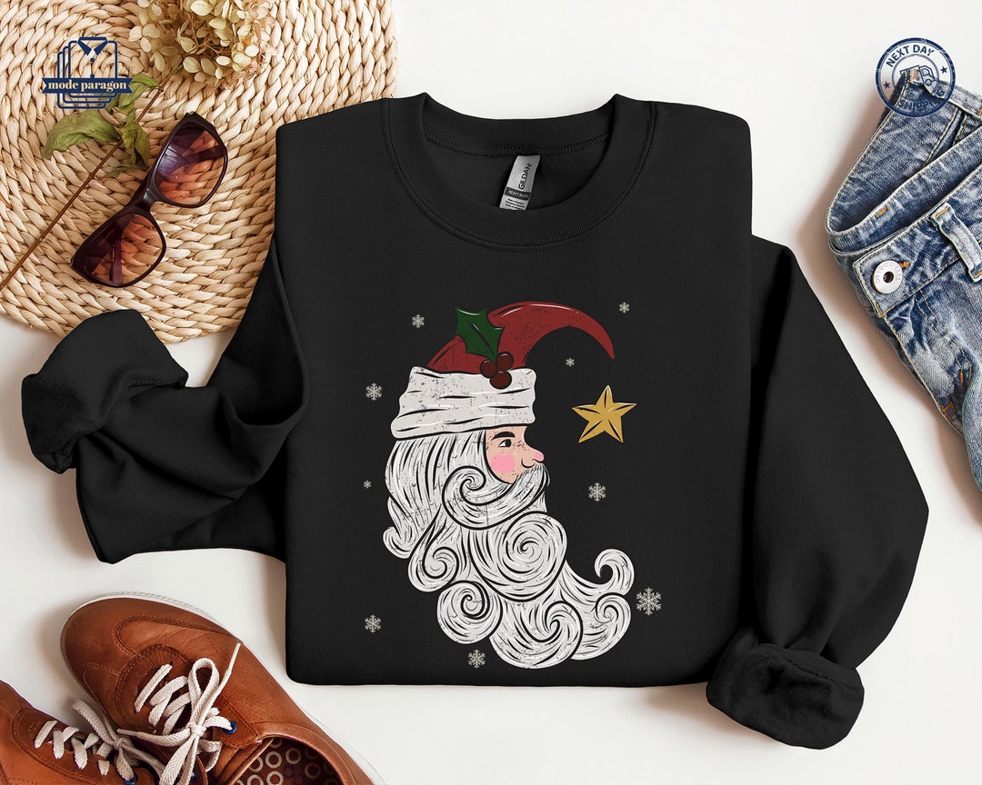 Christmas Vintage Santa Clause Shirt, Moon Face Sweatshirt, Christmas ...