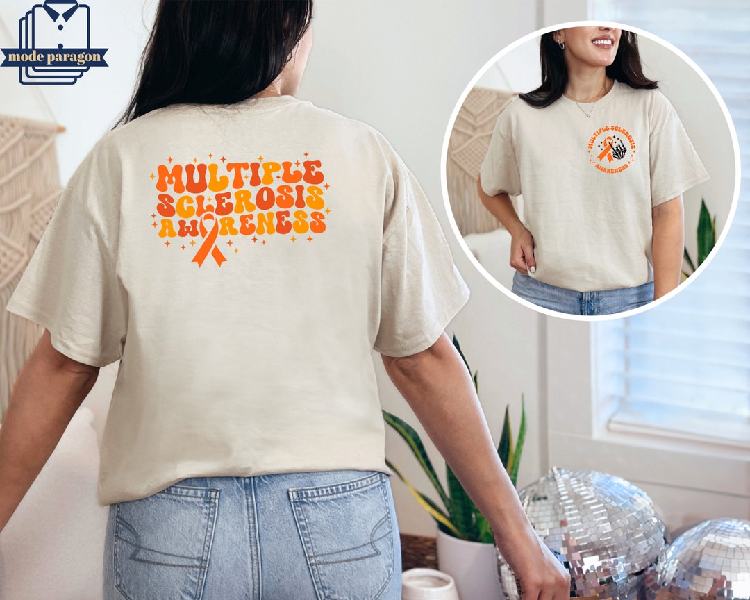 Multiple Sclerosis Awareness Shirt, Orange Ribbon Tee, Skeleton Hand ...