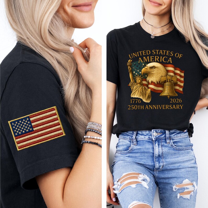 America 250th Anniversary Tshirt, Patriot Eagle, Statue of Liberty ...
