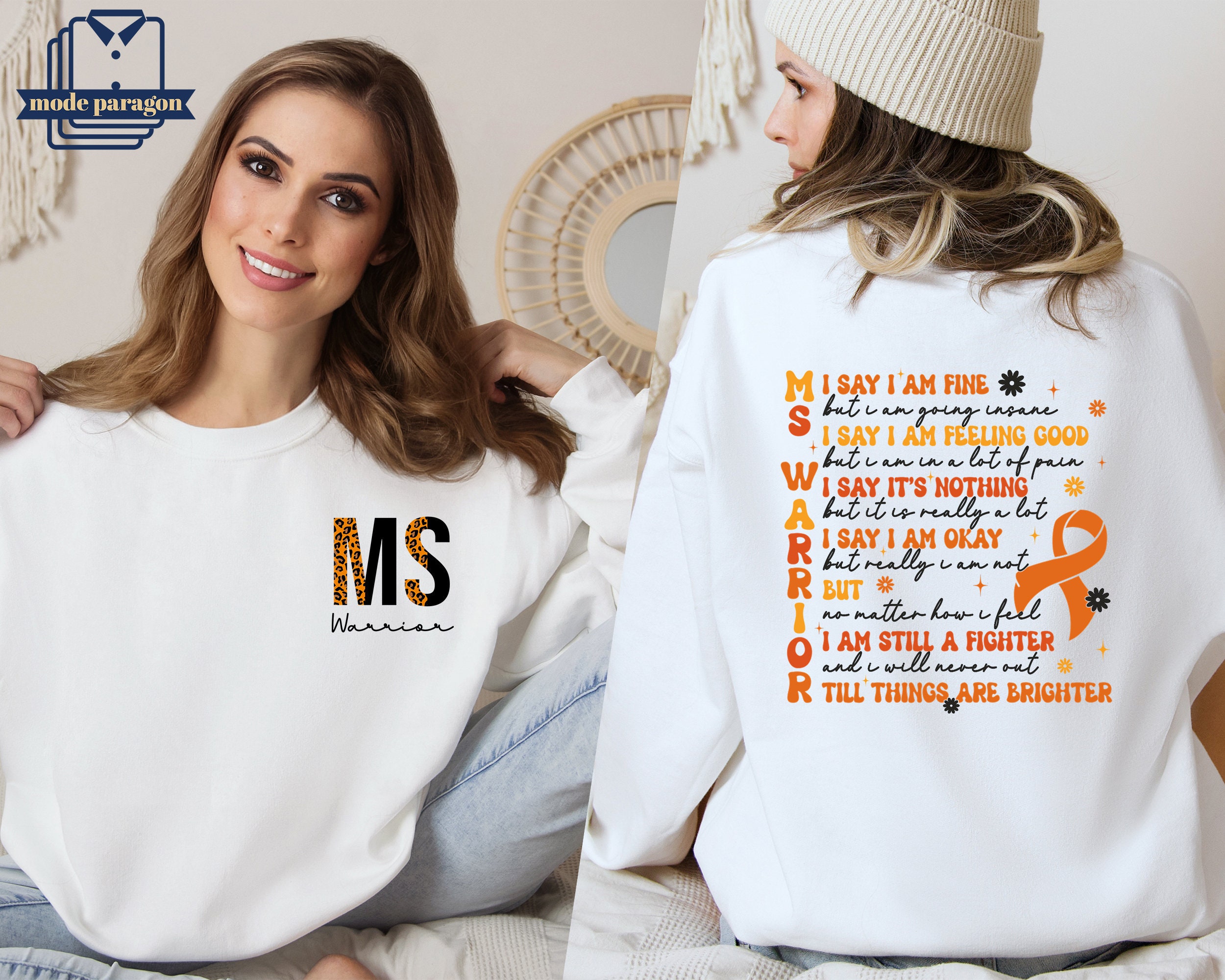 Multiple Sclerosis Awareness Sweatshirt, MS Awareness Sweater, Orange ...