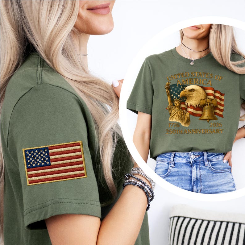 America 250th Anniversary Tshirt, Patriot Eagle, Statue of Liberty ...