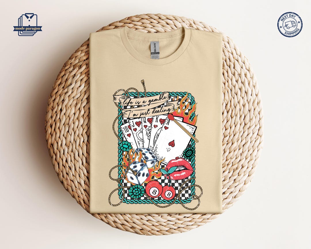 Playing Cards Shirt, Retro Turquoise Western Country T-shirt, Life is a ...