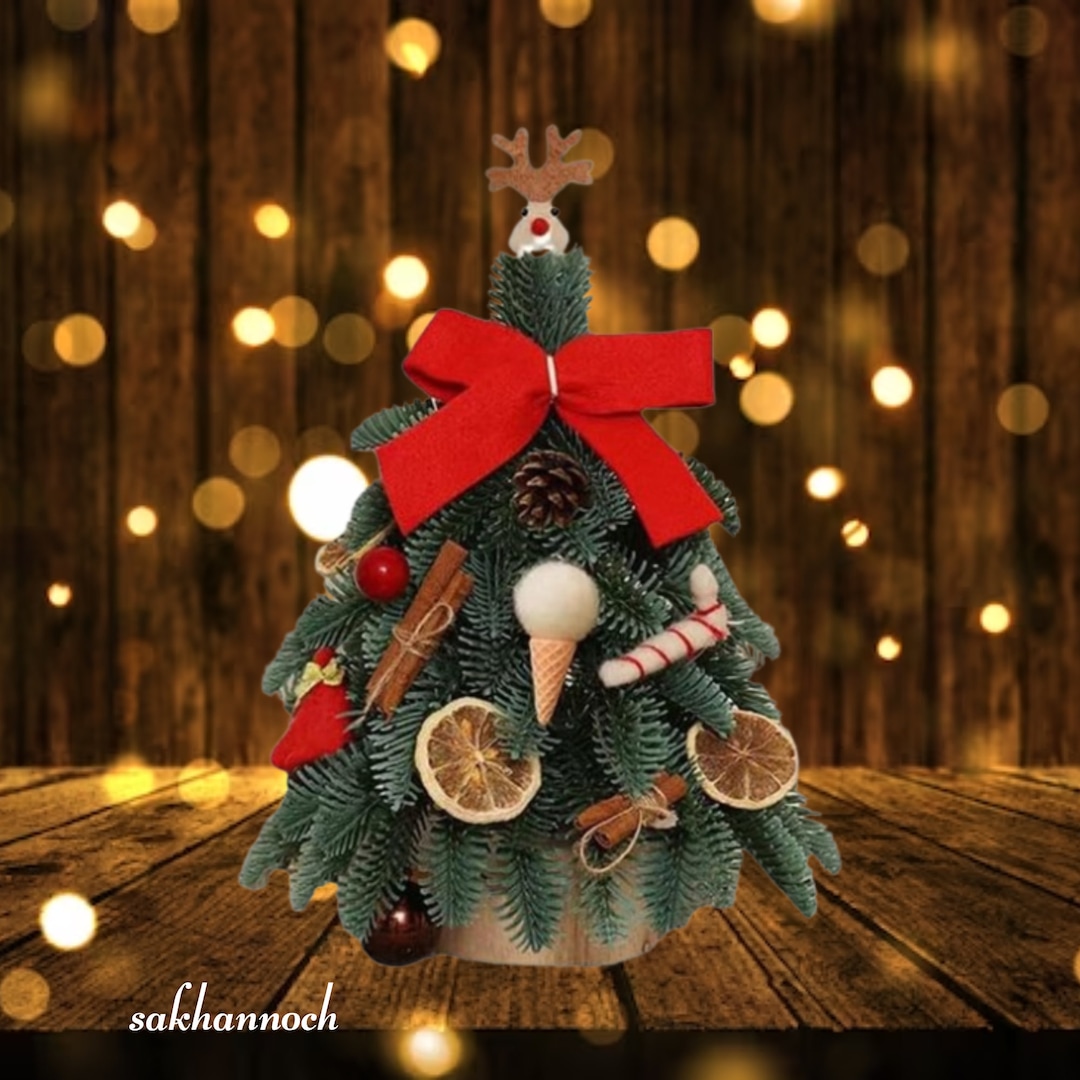Handmade Mini Christmas Tree Decor Set Festive Tabletop - Etsy