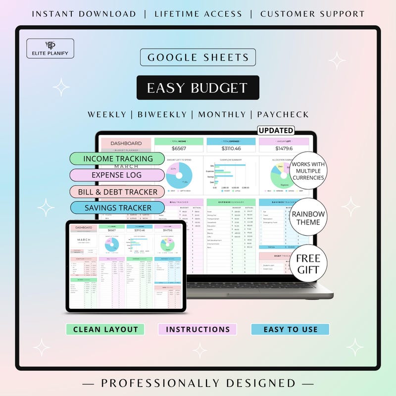 Excel Templates Cute - Etsy