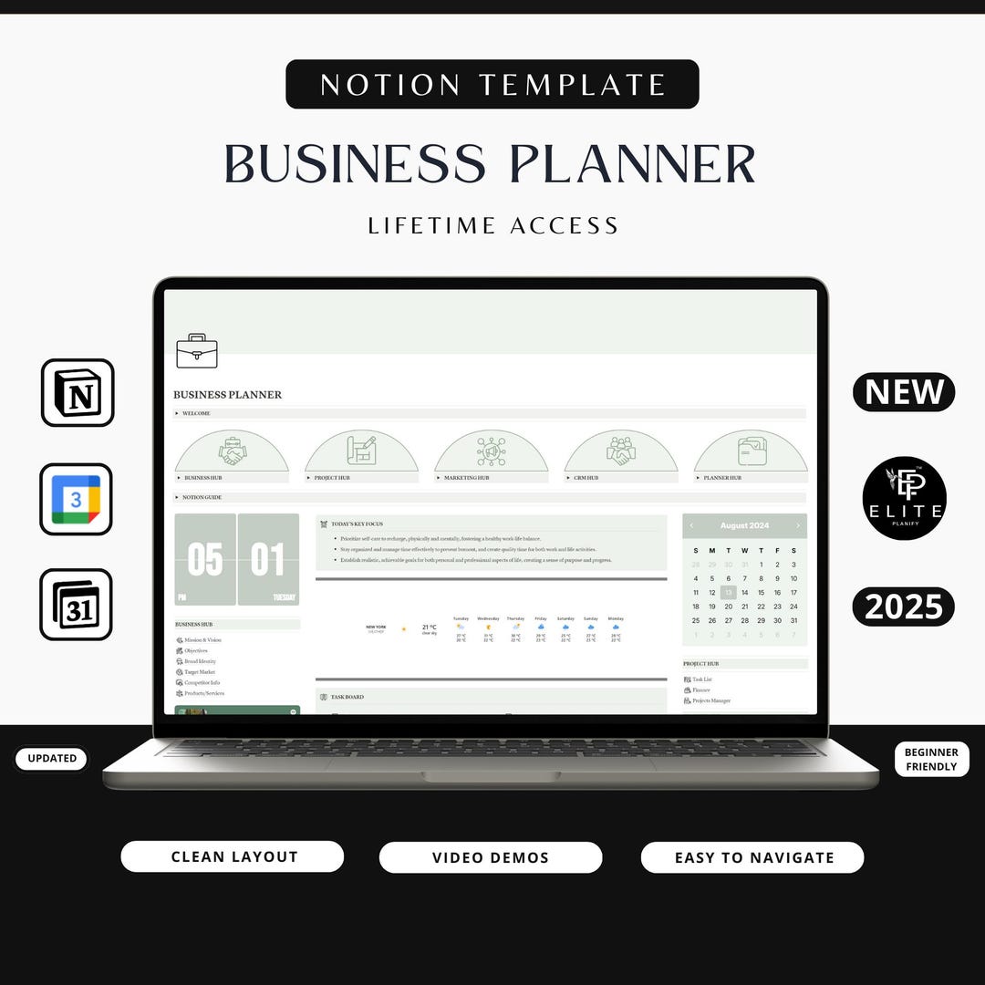 2025 Notion Business Planner Template Digital Organizer for ...
