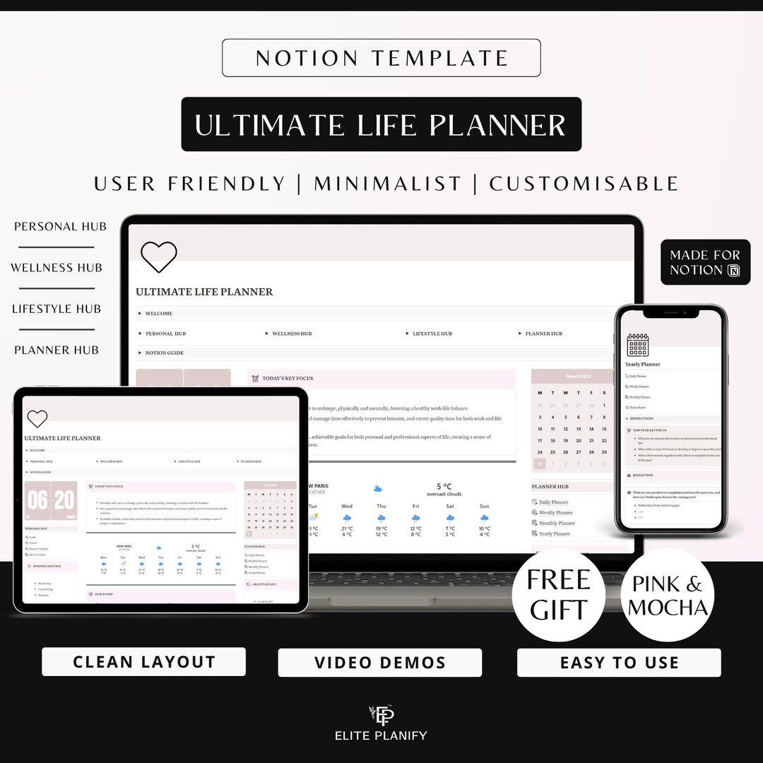 Notion Life Planner | Ultimate Notion Template | Minimalist Notion ...