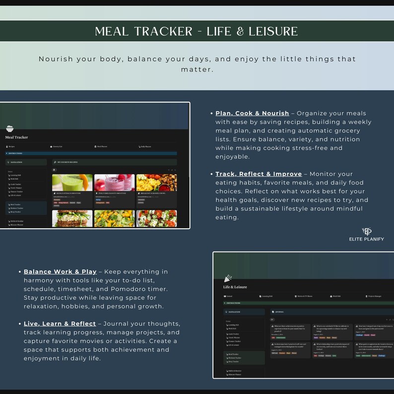 Planificateur de vie 2026 Notion Mode sombre | Tableau de bord minimaliste tout-en-un | Modèle ...