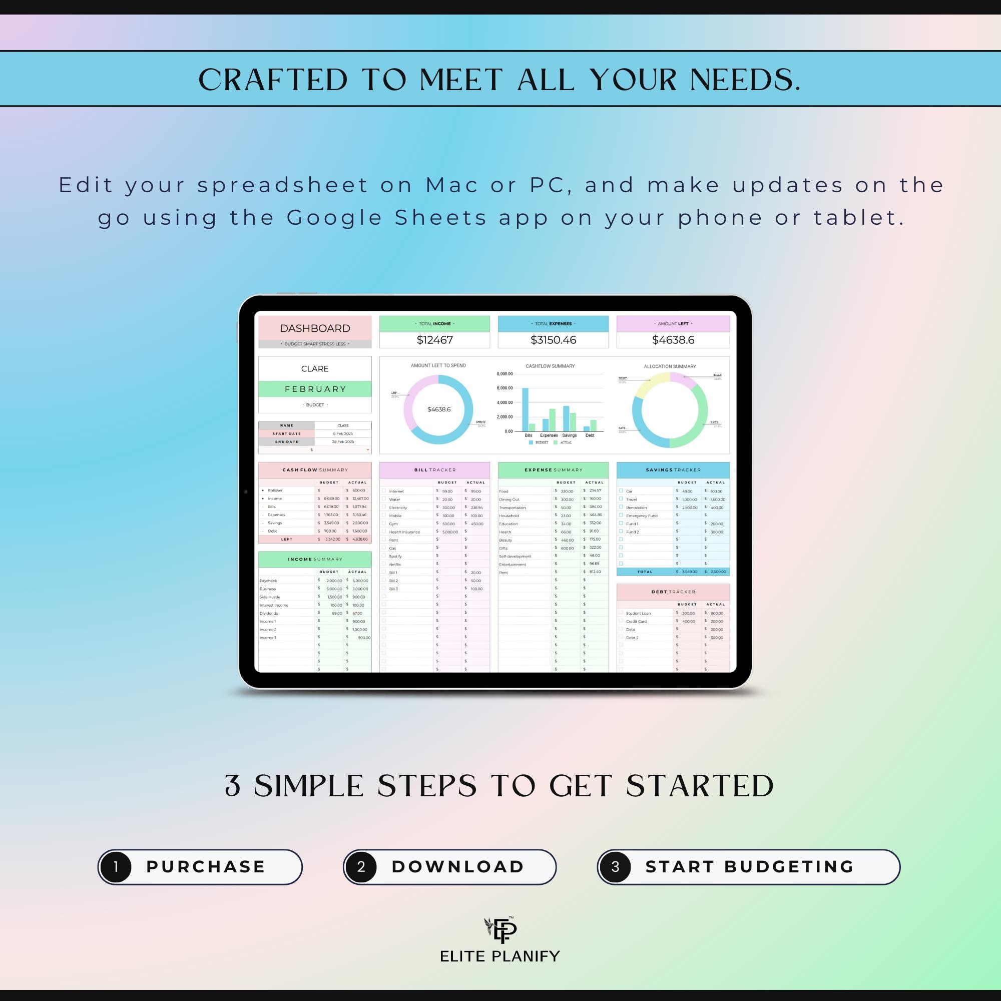ADHD Budget Spreadsheet Google Sheets | Debt, Bills & Savings Tracker ...