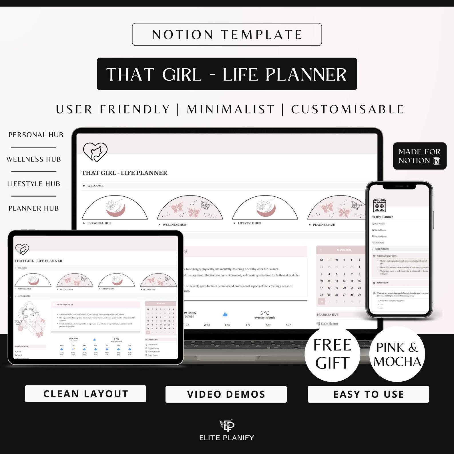 That Girl Notion Template - All in One Notion Template Life Planner ...