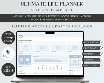 Notion All in One Life Planner / 2024 Notion Planner Template, Aesthetic Life Planner, Digital ...