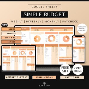 Simple Budget Google Sheets | Monthly & Weekly Budget Planner | Google ...