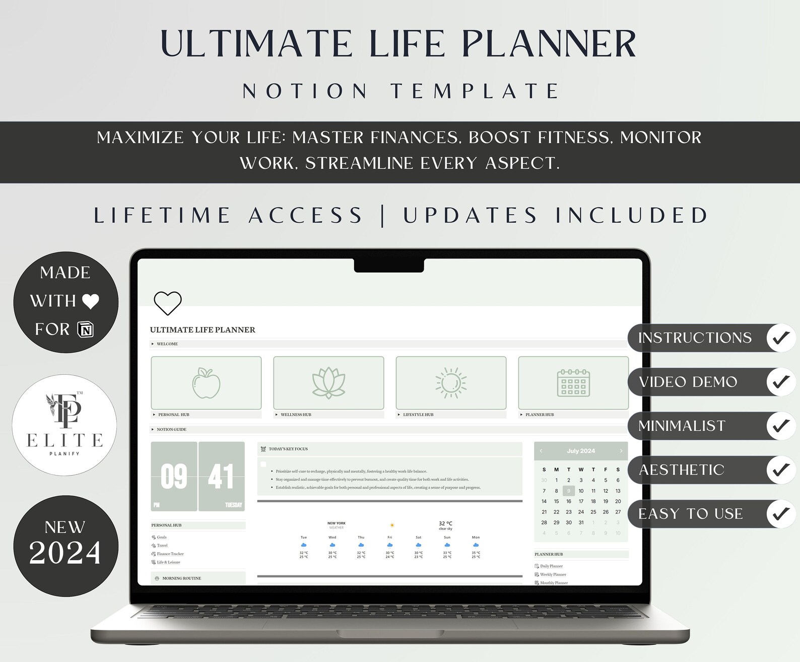 Notion Template 2024 Minimalist Aesthetic Sage Green Planner, Ultimate ...