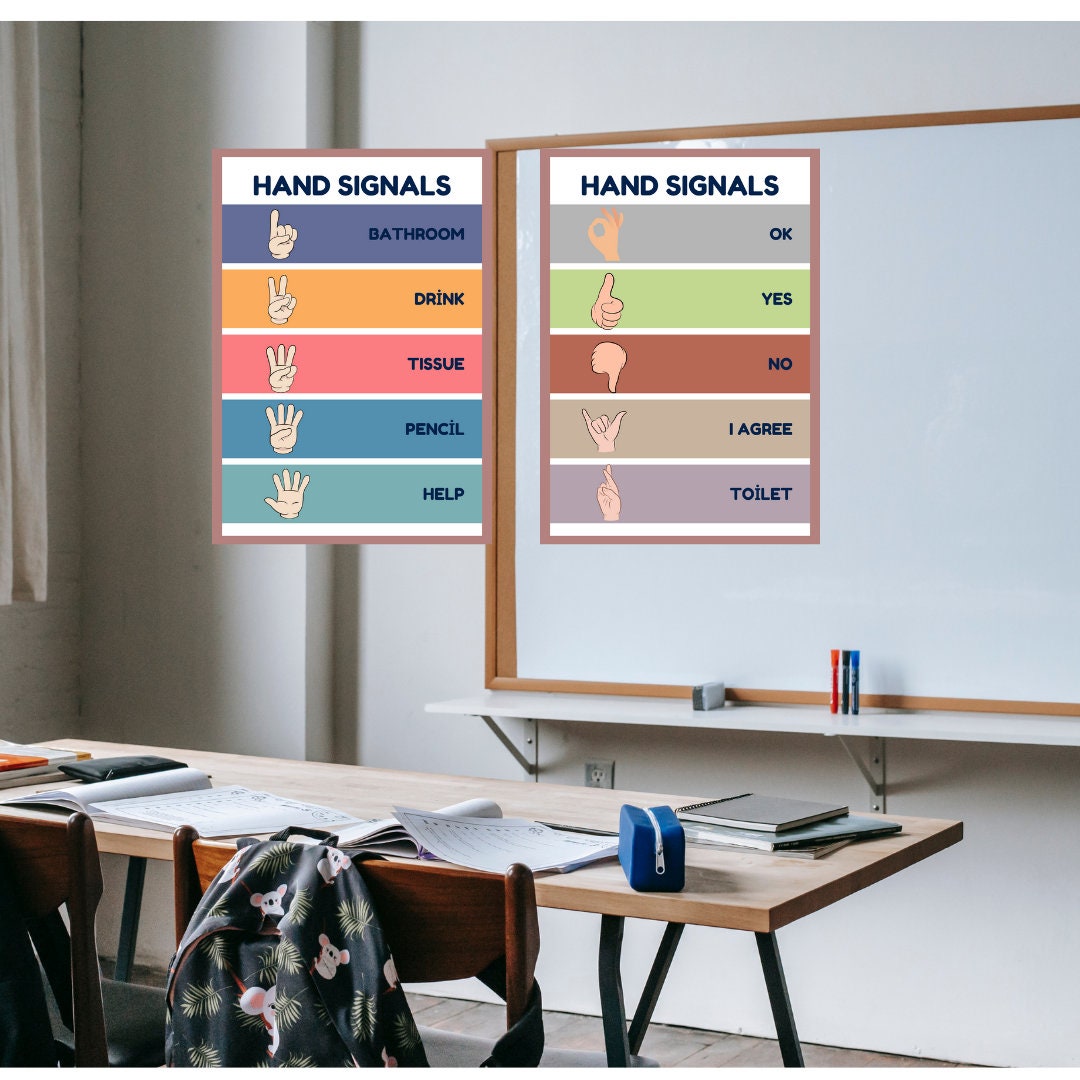 Hand Sİgnals Poster , Classroom Hand Signals Poster , Hand Signals ...