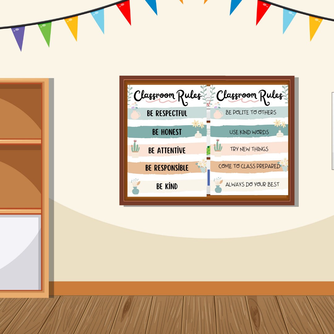 Pastel Classroom Rules Poster Set Printable Decor , Colorful Classroom ...