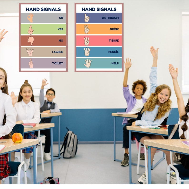 Hand Sİgnals Poster , Classroom Hand Signals Poster , Hand Signals ...