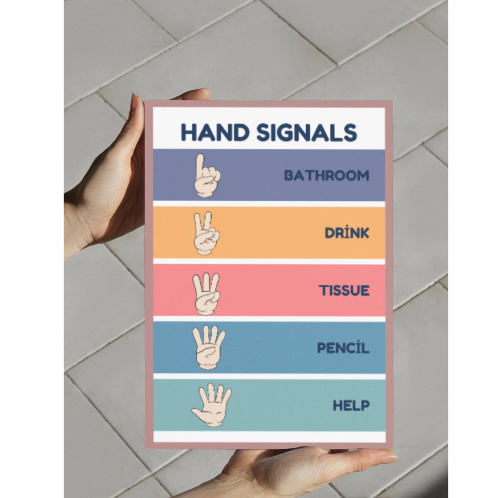 Hand Sİgnals Poster , Classroom Hand Signals Poster , Hand Signals ...