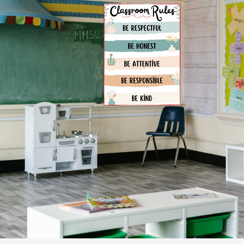 Pastel Classroom Rules Poster Set Printable Decor , Colorful Classroom ...