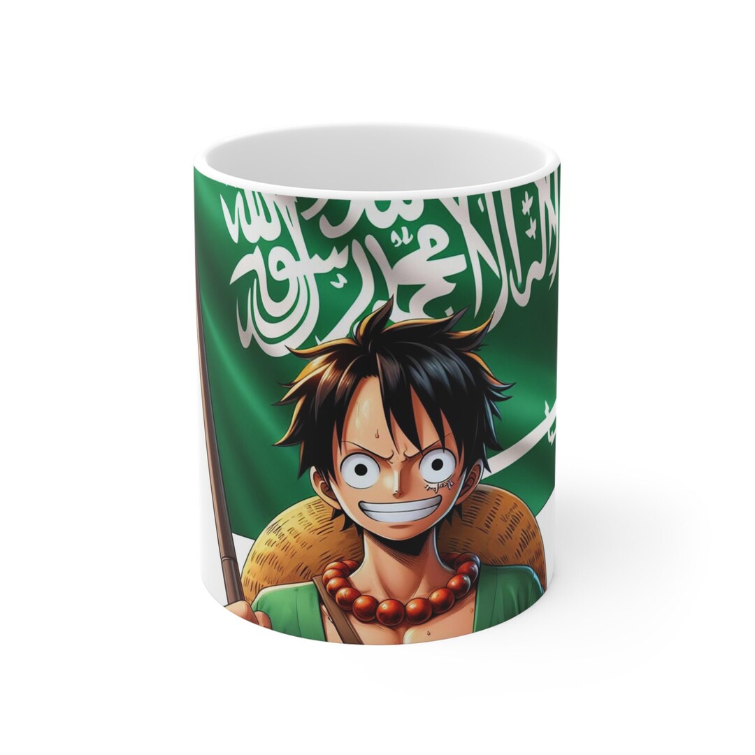 Custom 'luffy With KSA Flag' Mug Special Straw Hat Emblem With Saudi ...