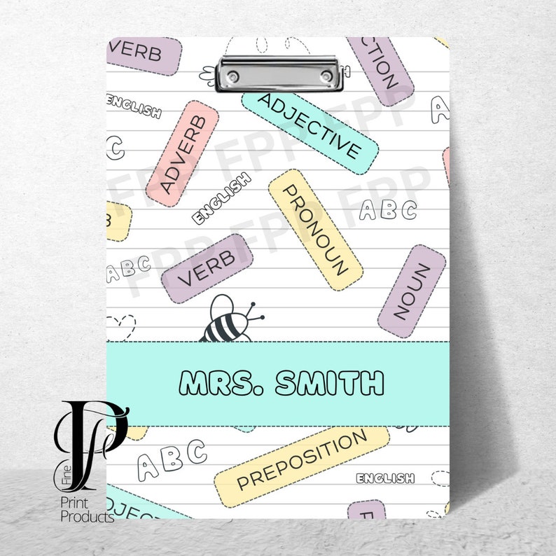 Parts of Speech ELA Teacher Custom Personalized Clipboard With Your ...