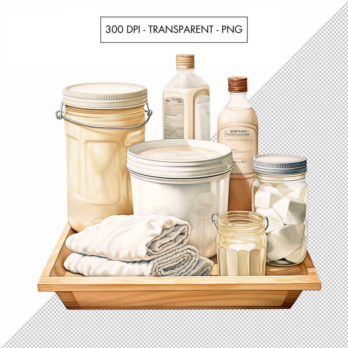 Watercolor Housekeeping Clipart Bundle, Home Cleaning Clip Art ...