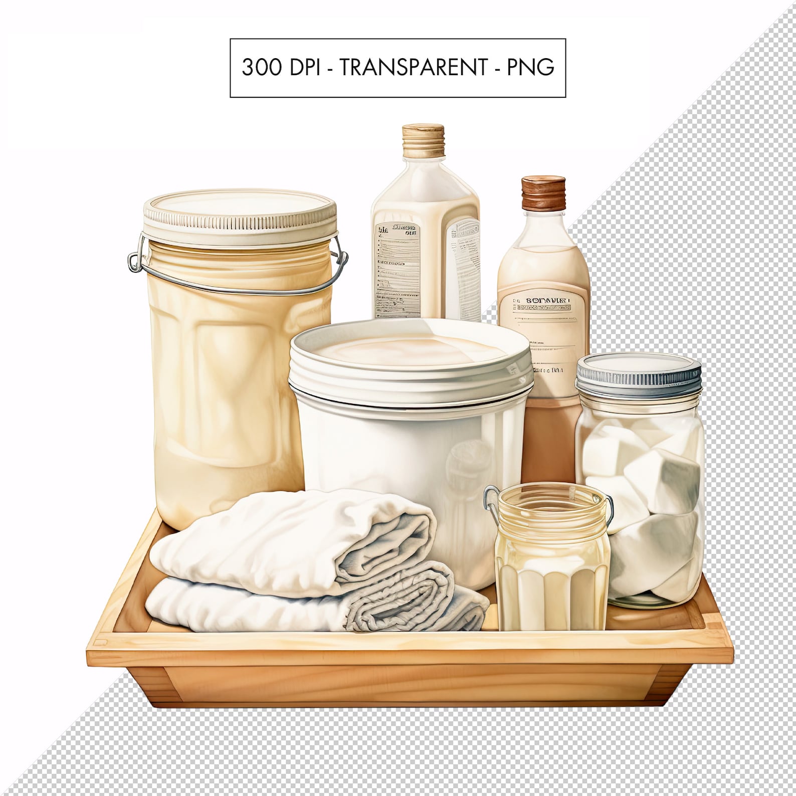 Watercolor Housekeeping Clipart Bundle: 58 PNG Files (commercial Use ...
