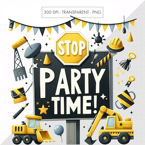 Construction Birthday Party Clipart: Trucks, Numbers (digital Download ...
