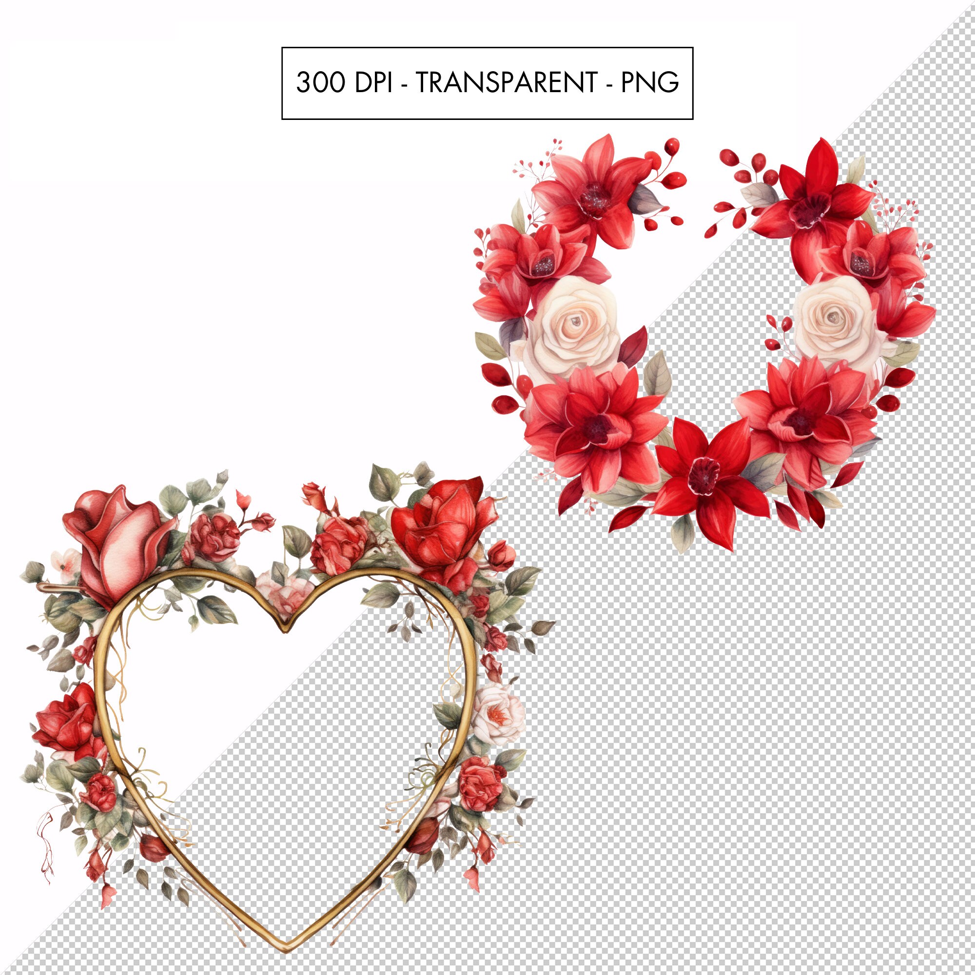 Watercolor Vintage Valentine's Day Clipart Bundle: 36 PNG Files ...