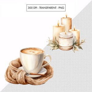 100 Watercolor Cozy Winter Clipart, Hygge Winter Clipart, White Winter ...