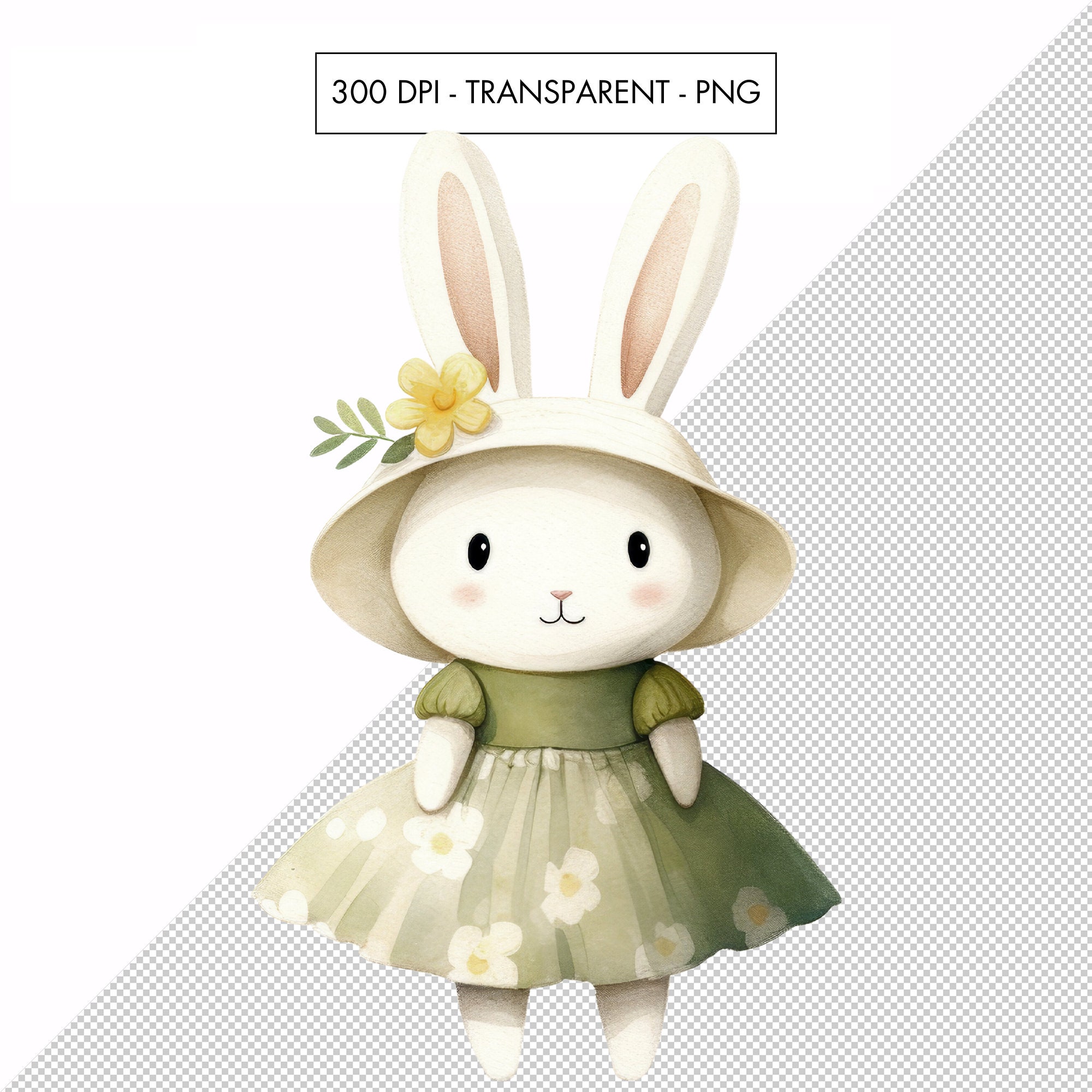 Cute Easter Bunny Clipart Bundle, Pastel Color Easter Bunny, Boho Style ...