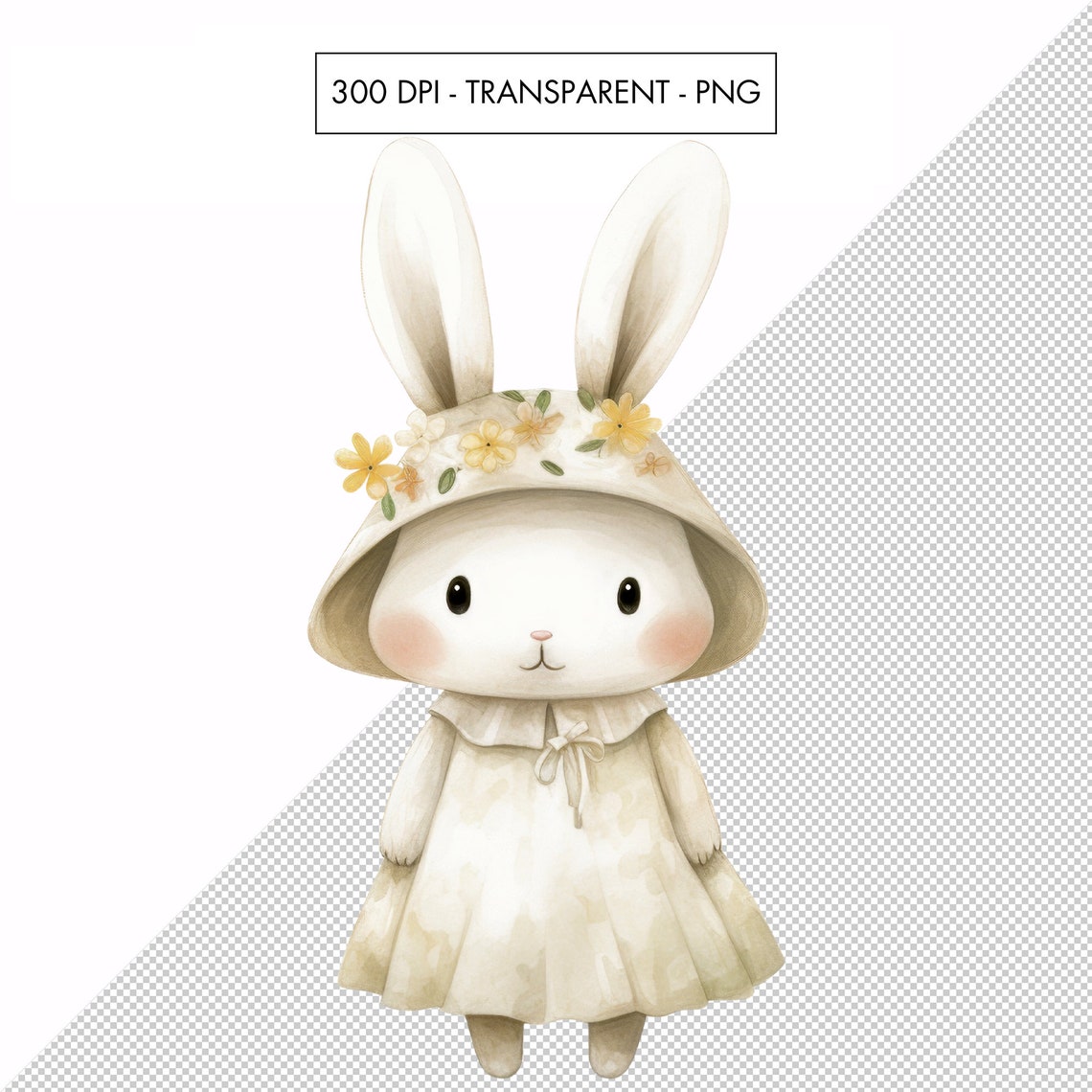 Cute Easter Bunny Clipart Bundle, Pastel Color Easter Bunny, Boho Style ...