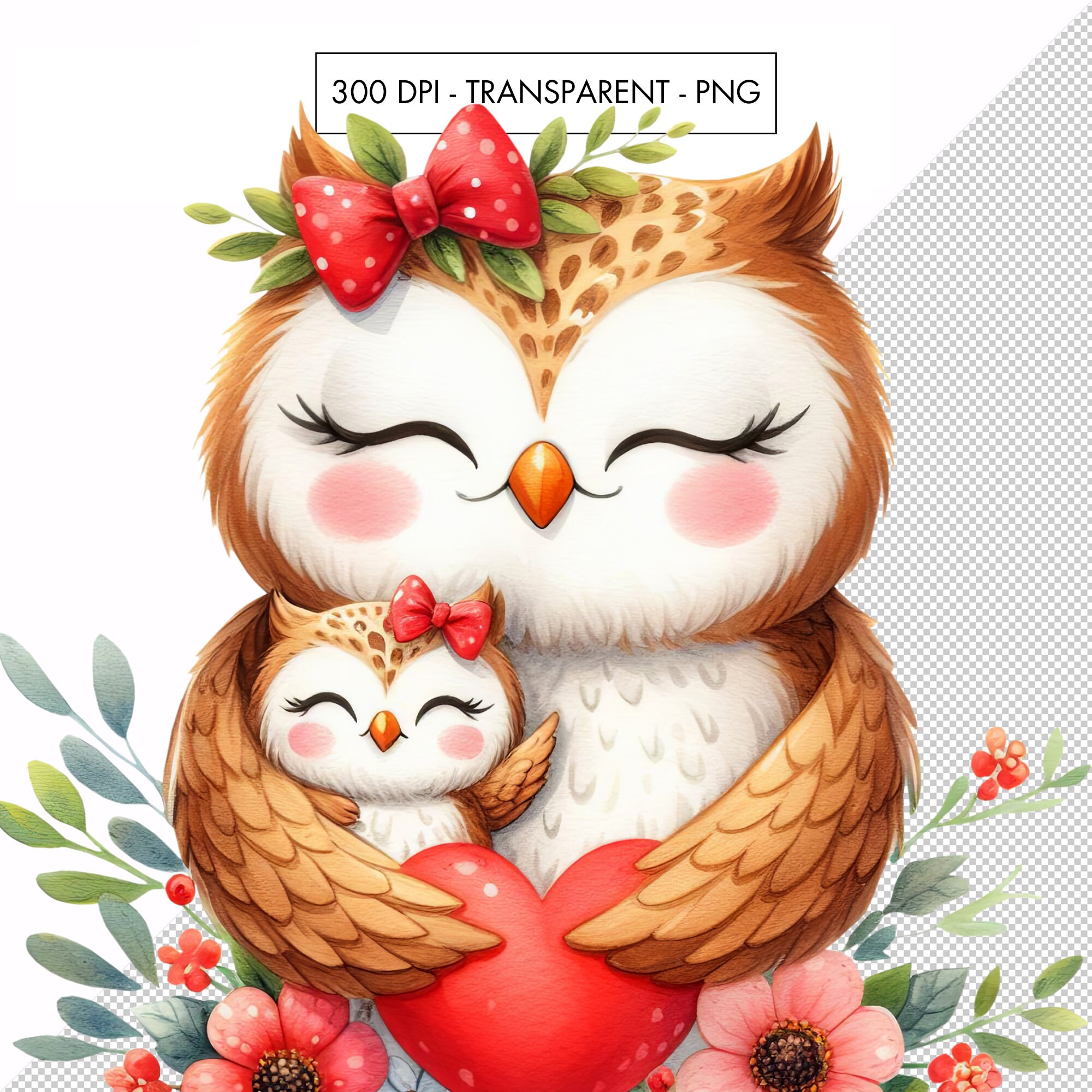 Watercolor Mama and Baby Animal Clipart, Mother's Day Clipart, Mother ...