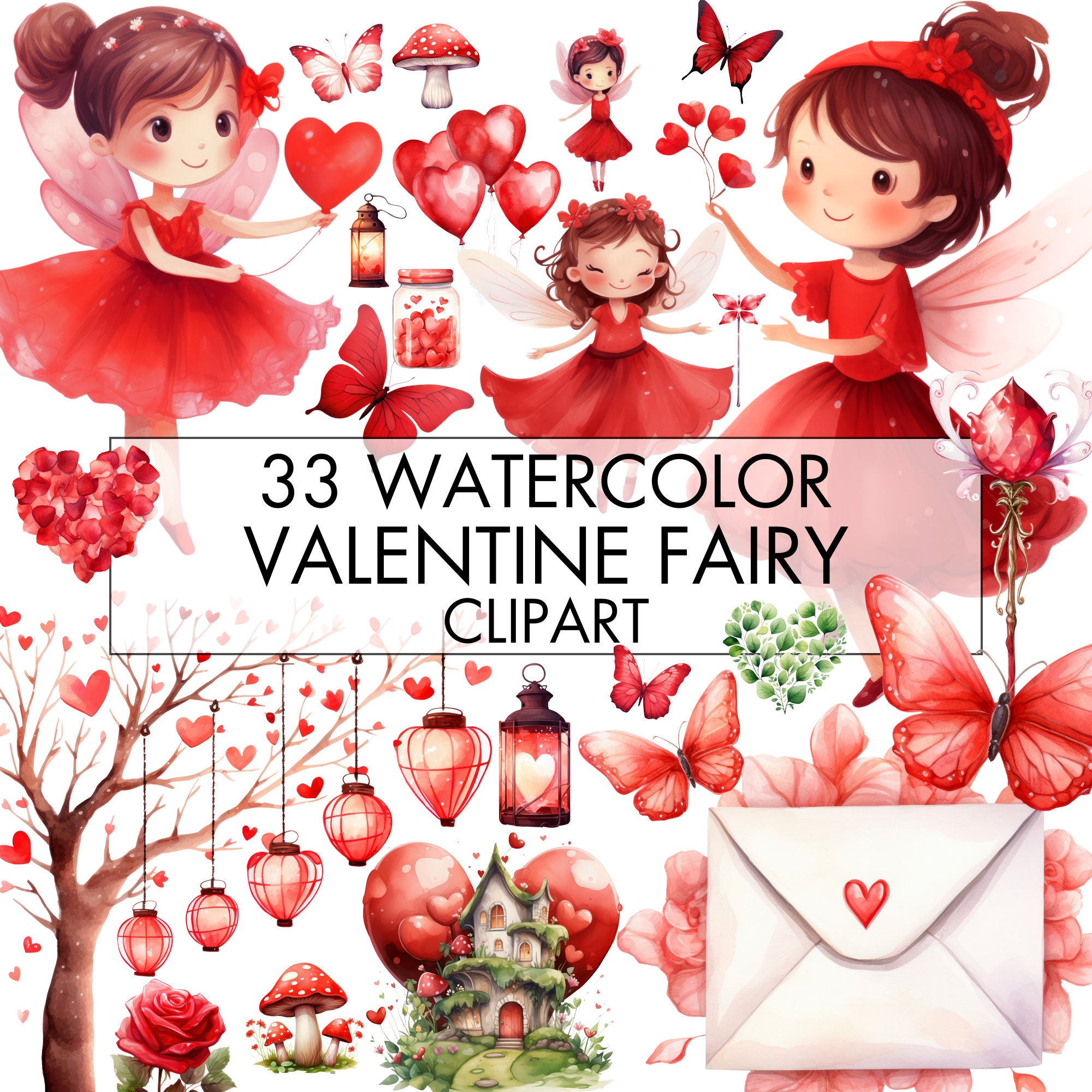 Valentine's Day Fairy Clipart Bundle, Fairy Valentine Clipart ...