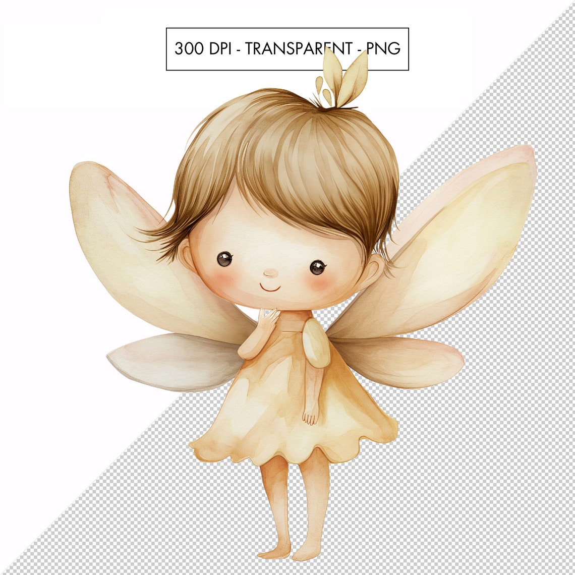 Watercolor Cute Baby Fairy Clipart Bundle, Neutral Watercolor Fairy ...