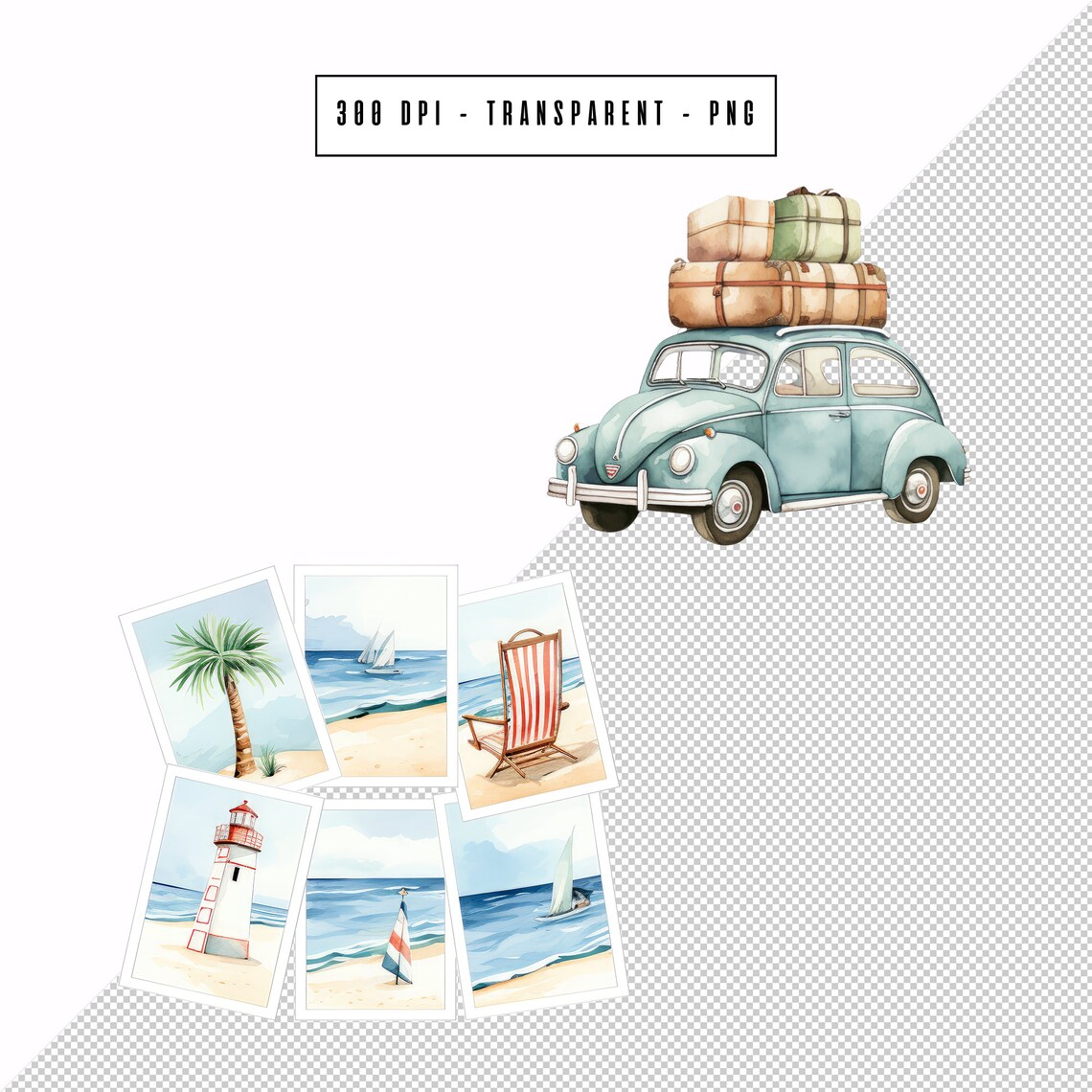 29 Watercolor Travel Clipart, Vintage Travel, Vacation Clipart, Holiday ...