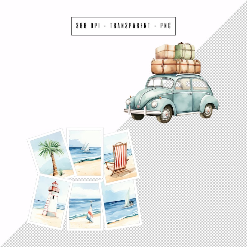 29 Watercolor Travel Clipart, Vintage Travel, Vacation Clipart, Holiday ...