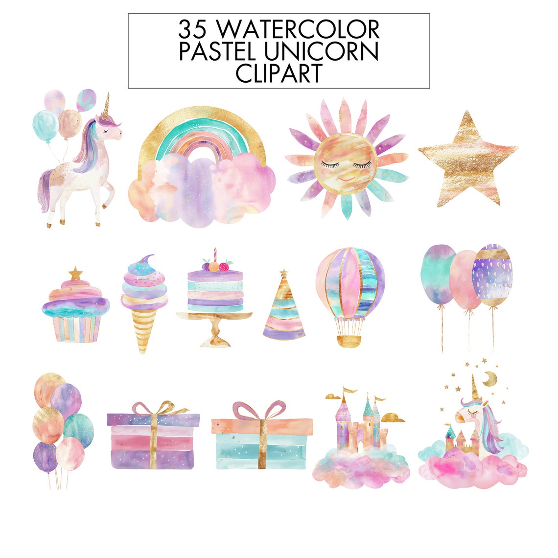 Pastel Unicorn Clipart, Unicorn Watercolor Clipart Png, Pastel ...