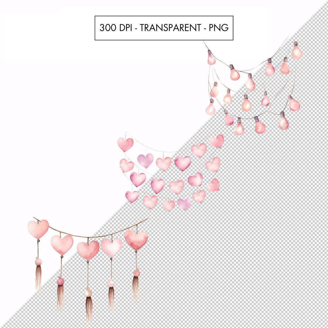 Watercolor Pink Valentines Day Clipart, 36 Watercolor Pink Valentine ...