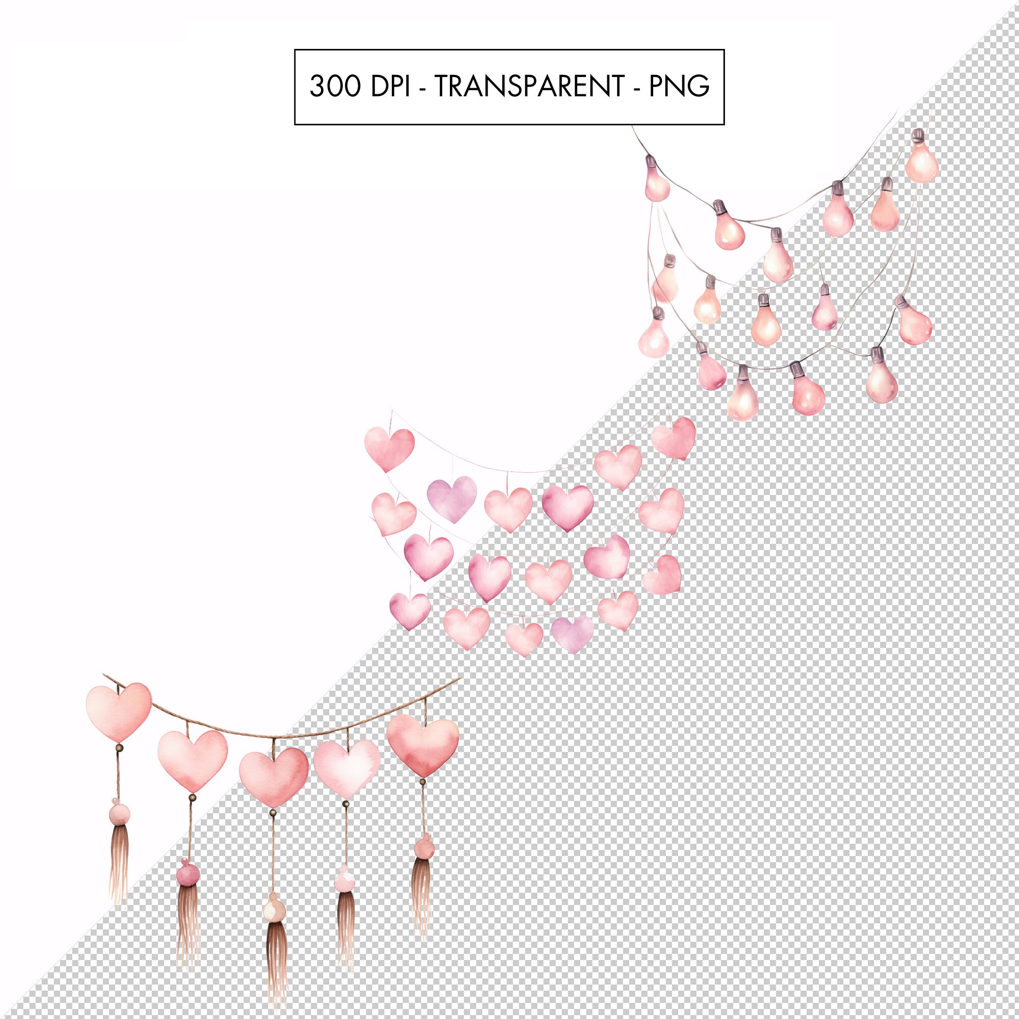 Watercolor Pink Valentines Day Clipart, 36 Watercolor Pink Valentine ...