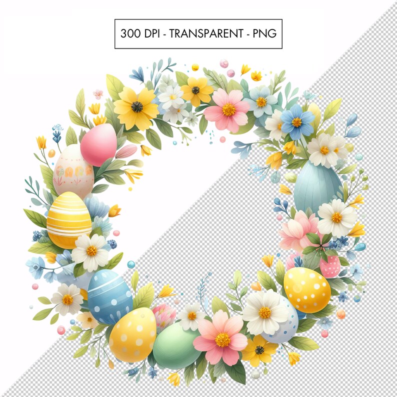 Watercolor Easter Fairy Clipart Bundle: Bunny, Eggs, Garden (PNG ...