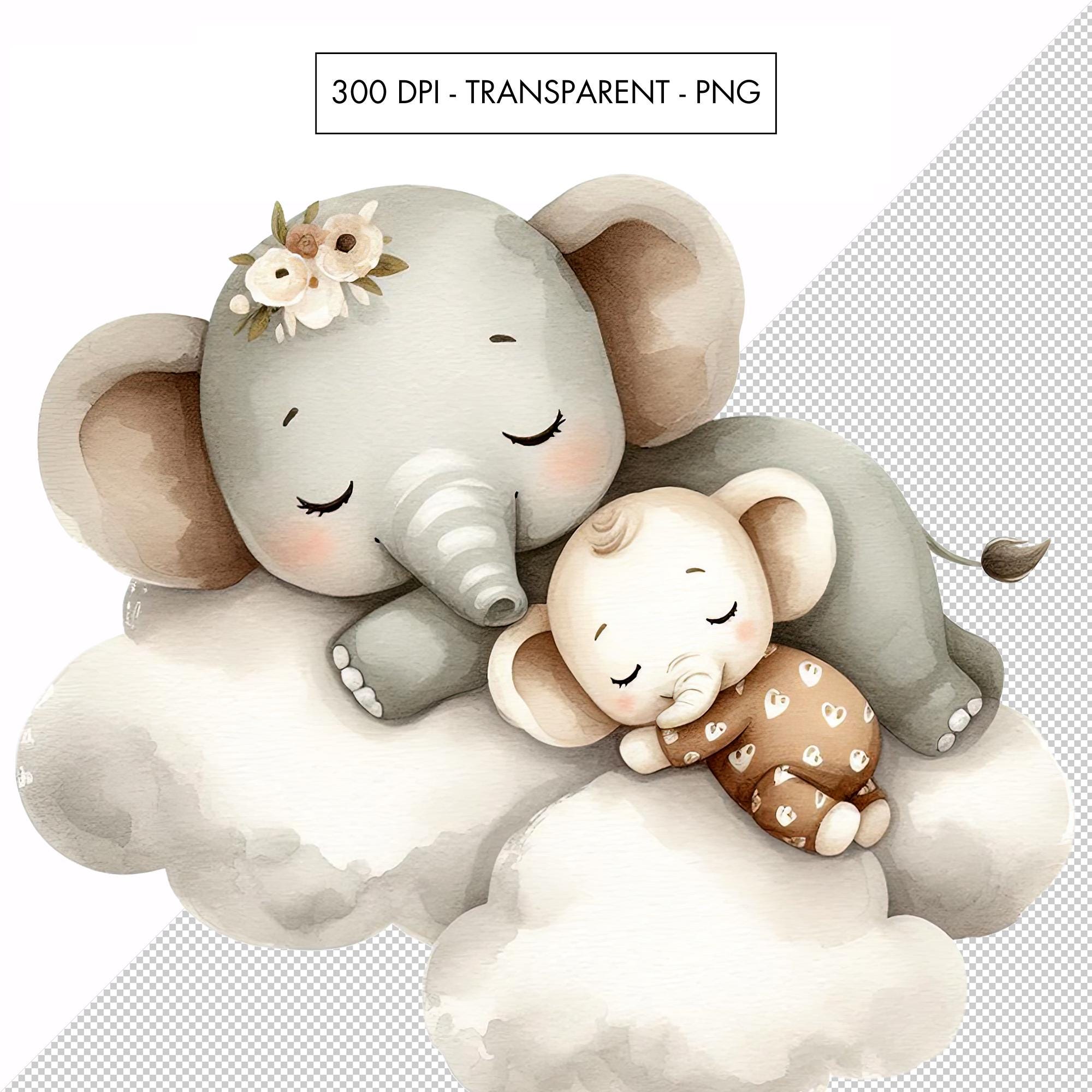 Watercolor Mom and Baby Animals Clipart: Nursery Decor, Mother's Day ...