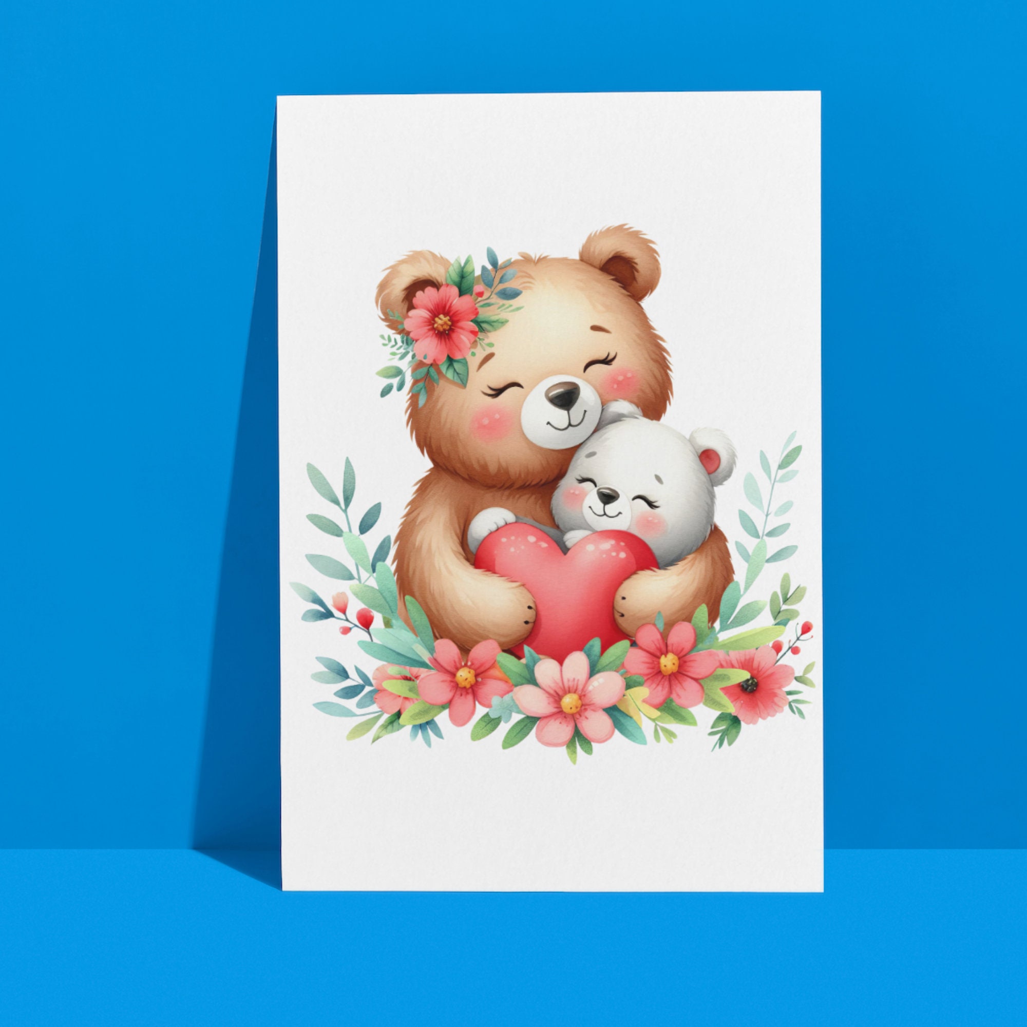 Watercolor Mama and Baby Animal Clipart, Mother's Day Clipart, Mother ...