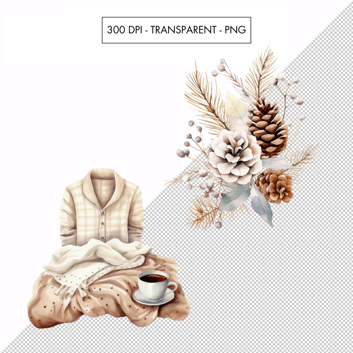 100 Watercolor Winter Clipart: Cozy Hygge PNG Images (commercial Use ...