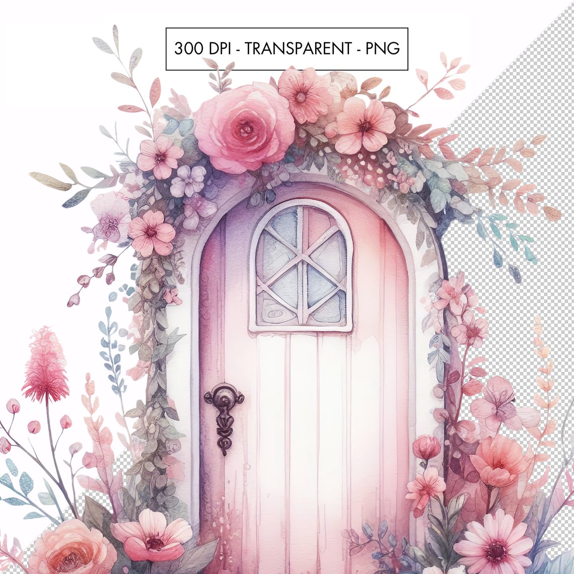 Pink Fairy Clipart, Watercolor Fairy Garden Clipart, Fairy House Clip ...