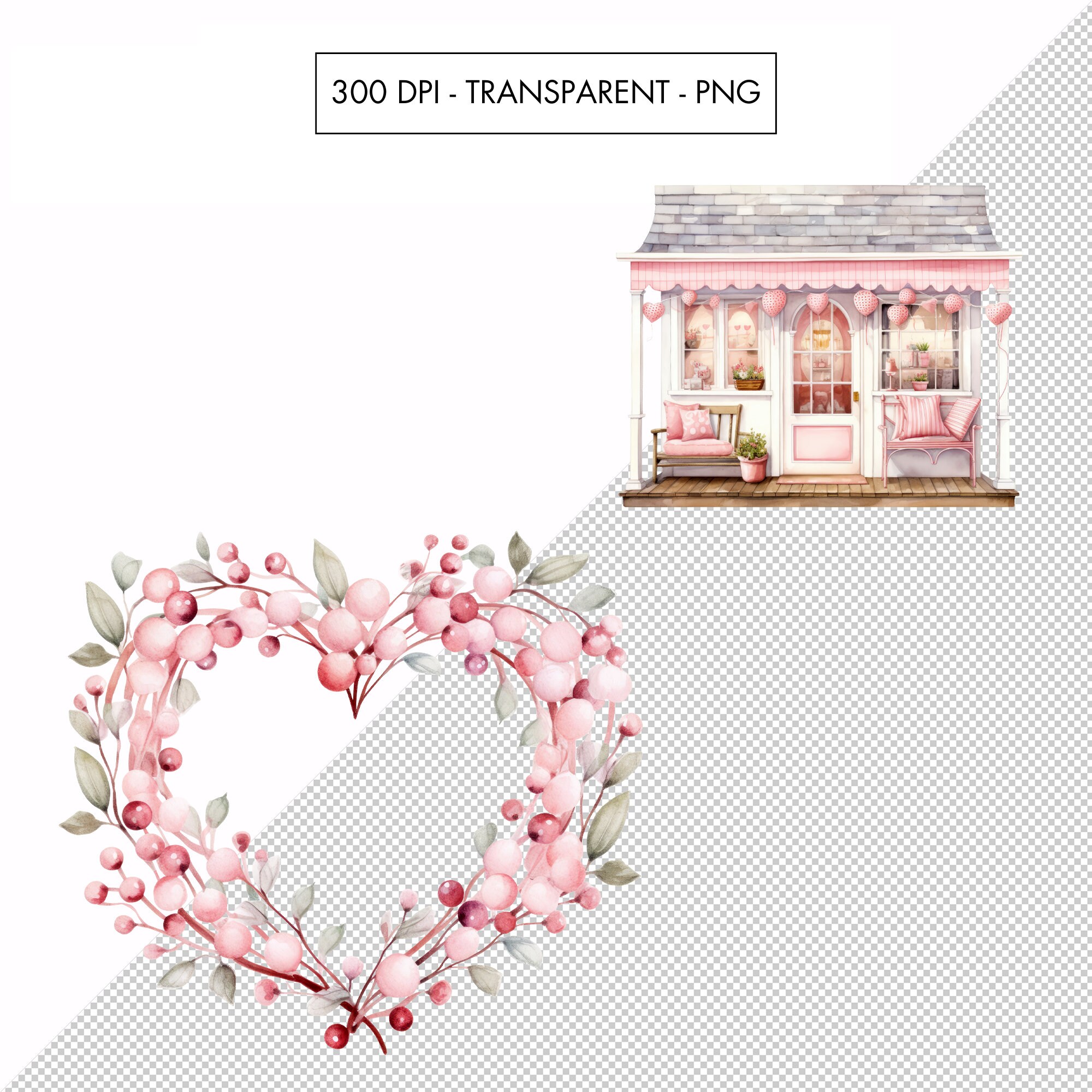 Watercolor Pink Valentines Day Clipart, 36 Watercolor Pink Valentine ...