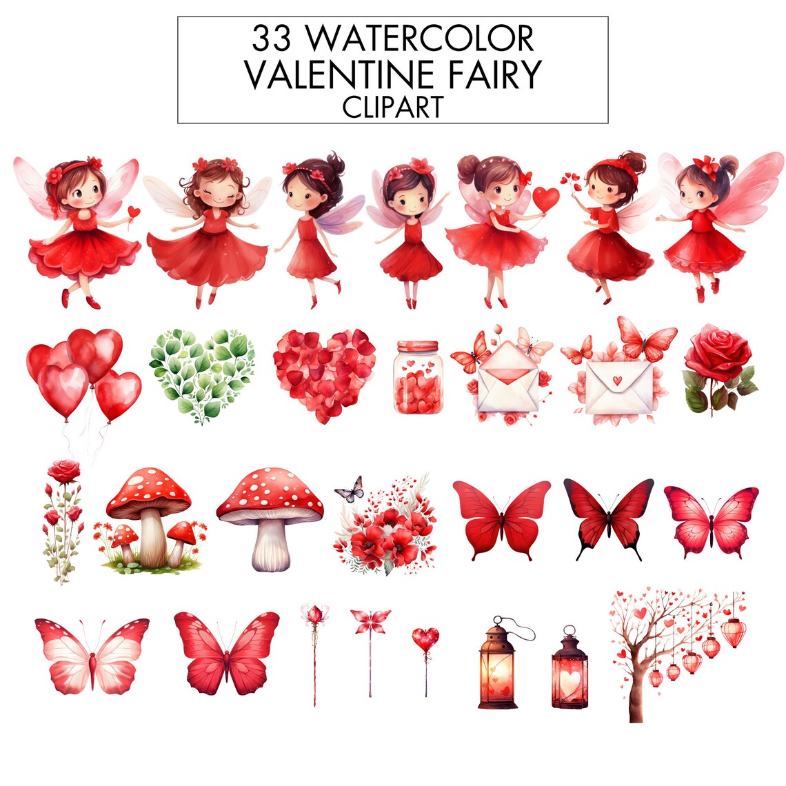 Valentine's Day Fairy Clipart Bundle, Fairy Valentine Clipart ...