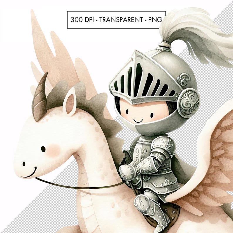 Cute Knight and Dragon Clipart Bundle, Medieval Knight, Medieval Castle ...